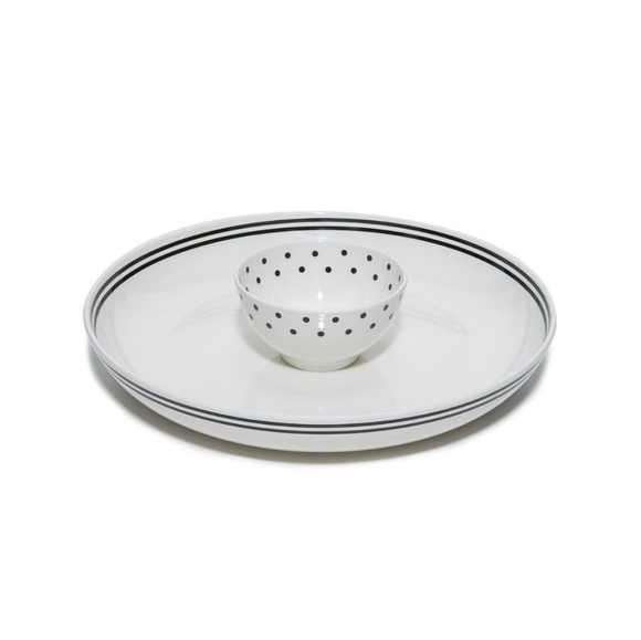 kate spade | Dining | Kate Spade Dinnerware Chip Dip Plate White Polka ...